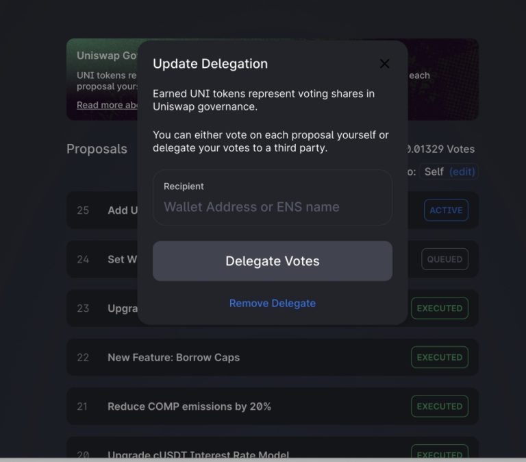 How to Delegate, Create Proposal and Vote in Uniswap? - Coinapult